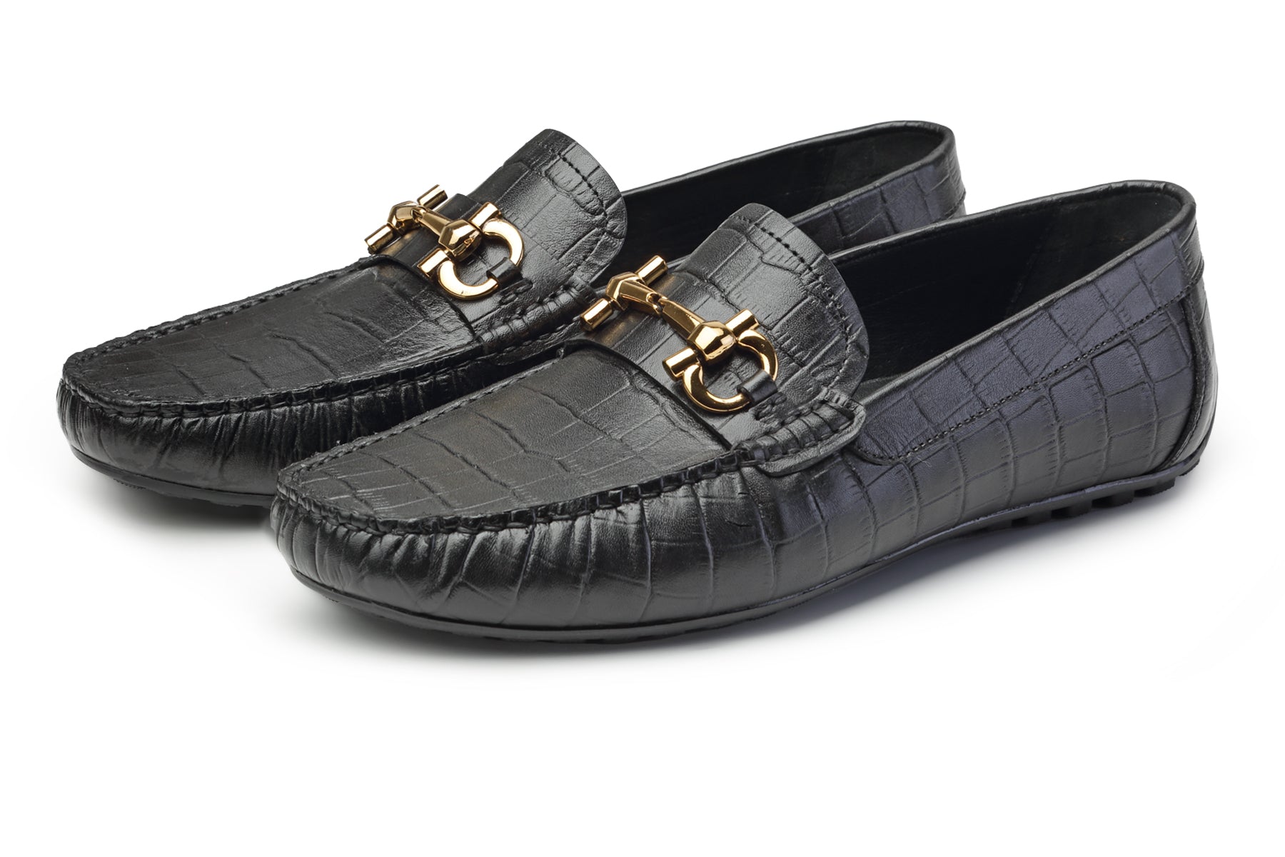 Figo Croco Coal Lofer Shoes | Shutiq