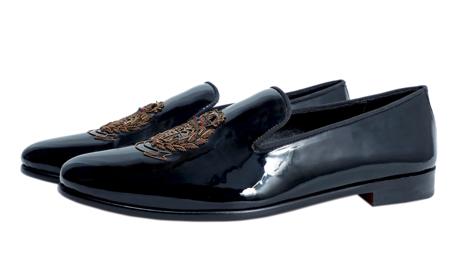 Royal Emblem Antique Patent Shoes | Shutiq